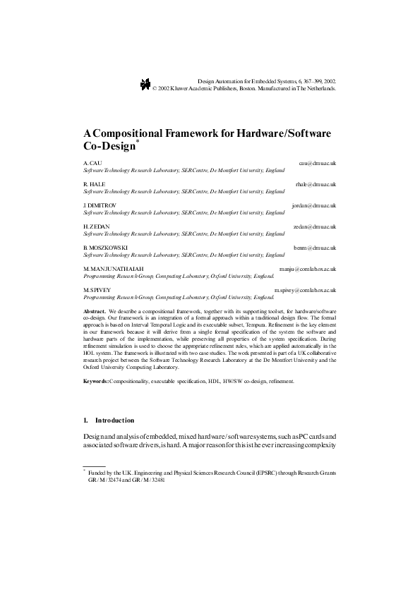 Pdf A Compositional Framework For Hardware Software Co Design