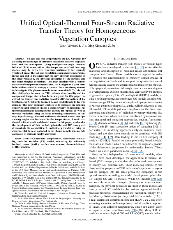 (PDF) Unified optical-thermal four-stream radiative transfer theory for ...