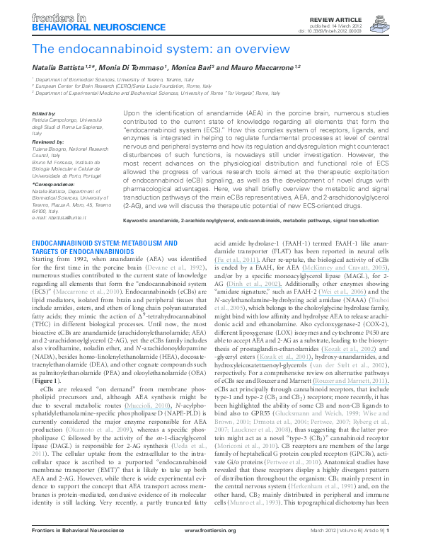 (PDF) The endocannabinoid system: an overview