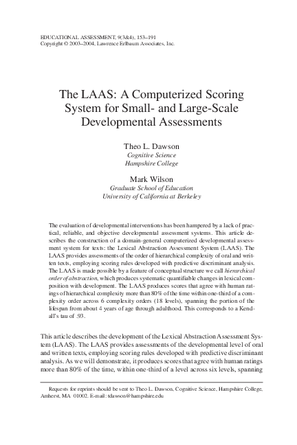 (PDF) The LAAS: A Computerized Scoring System for Small- and Large ...
