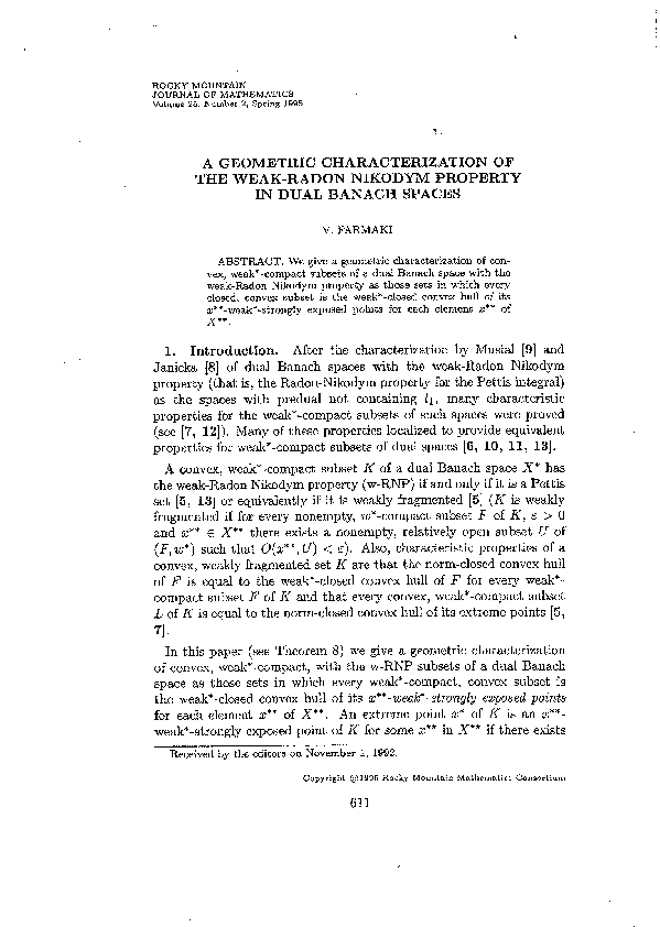 Pdf A Geometric Characterization Of The Weak Radon Nikodym Property In Dual Banach Spaces