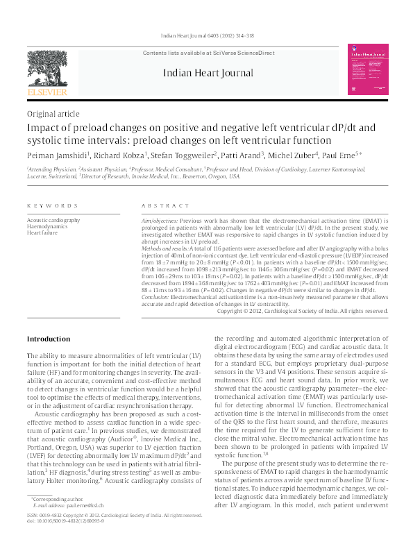 (PDF) Impact of preload changes on positive and negative left ...