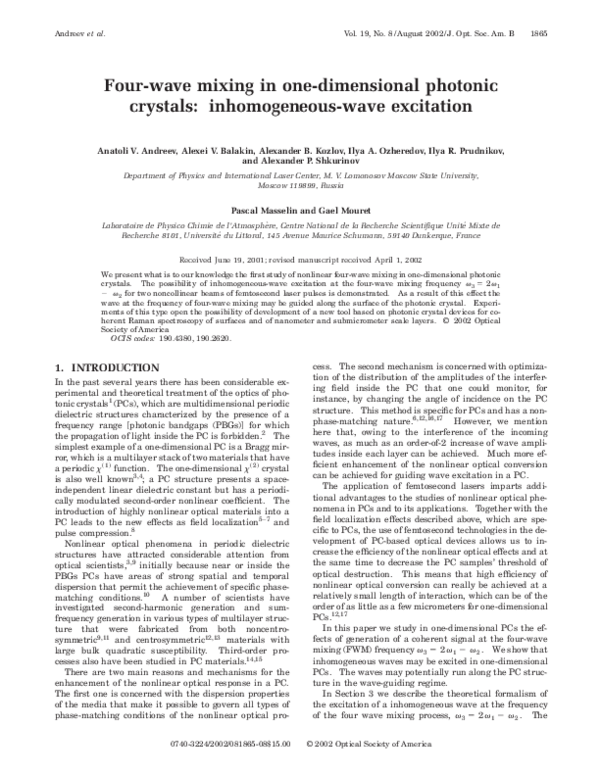 (PDF) Four-wave mixing in one-dimensional photonic crystals ...