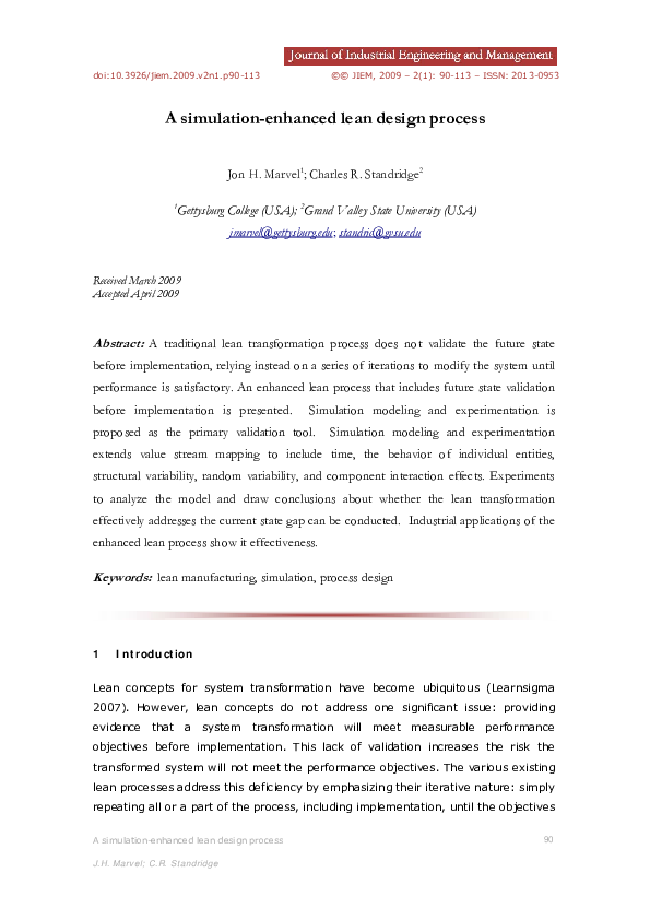 (PDF) Simulation-enhanced lean design process
