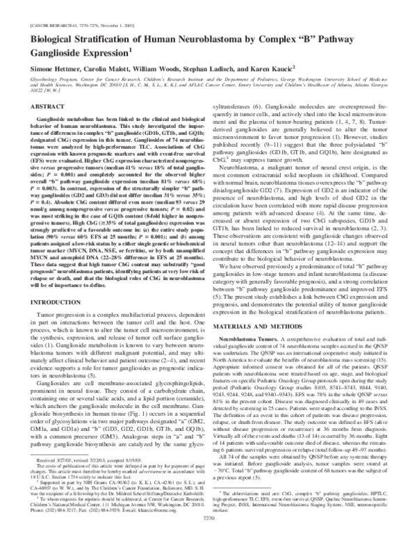 (PDF) Biological stratification of human neuroblastoma by complex "B ...