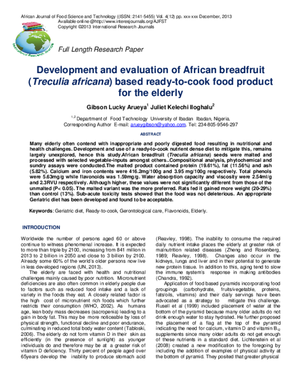 Development and evaluation of African breadfruit (Treculia africana ...