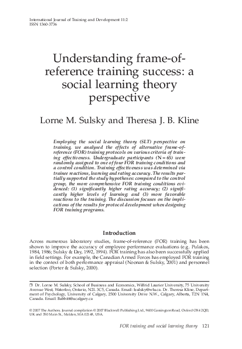 (PDF) Understanding frame-of-reference training success: a social ...