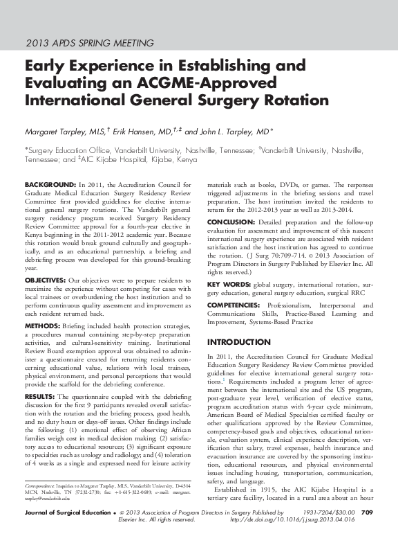 (PDF) Early Experience in Establishing and Evaluating an ACGME-Approved ...