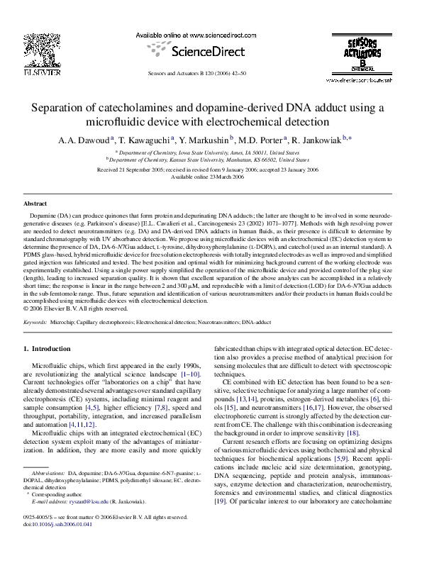 (PDF) Separation of catecholamines and dopamine-derived DNA adduct ...