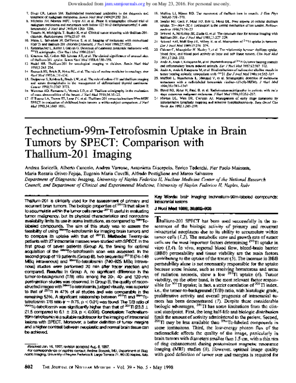 (PDF) Technetium-99m-tetrofosmin uptake in brain tumors by SPECT ...