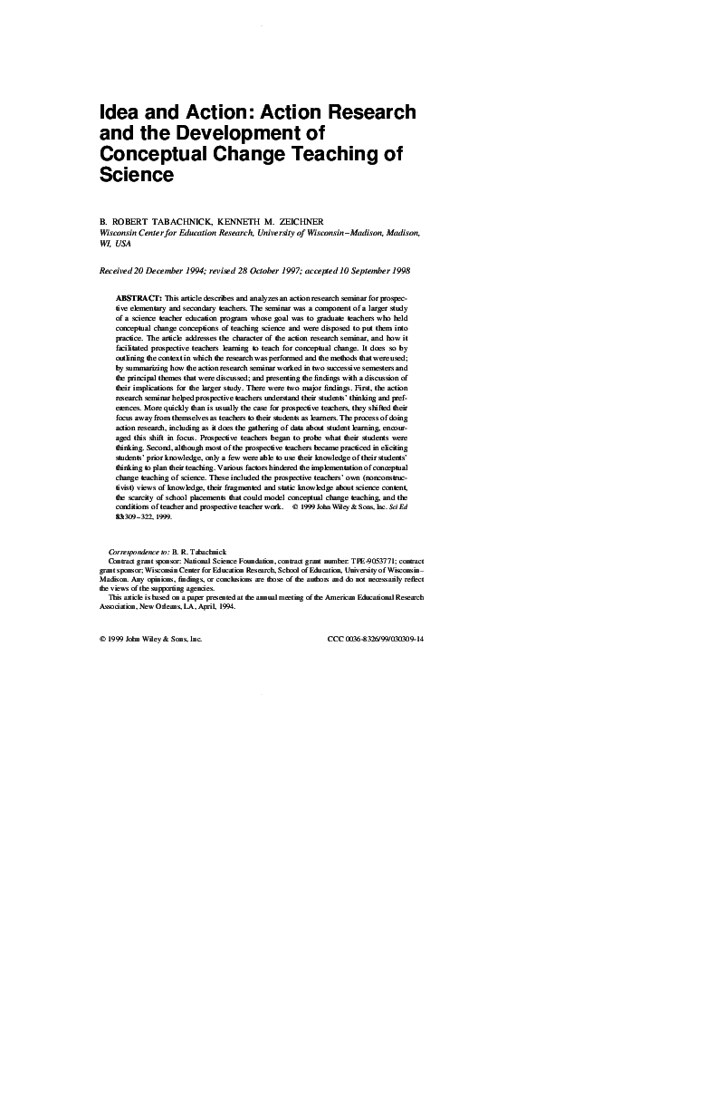 (PDF) Idea and Action: Action Research and the Development of ...