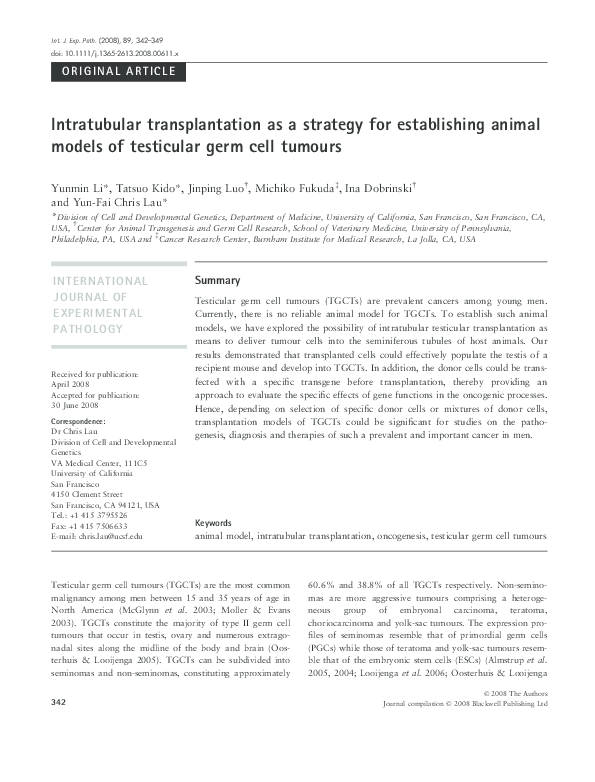 (PDF) Intratubular transplantation as a strategy for establishing ...