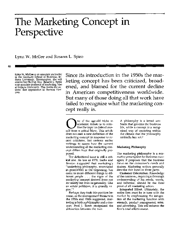 (PDF) The marketing concept in perspective