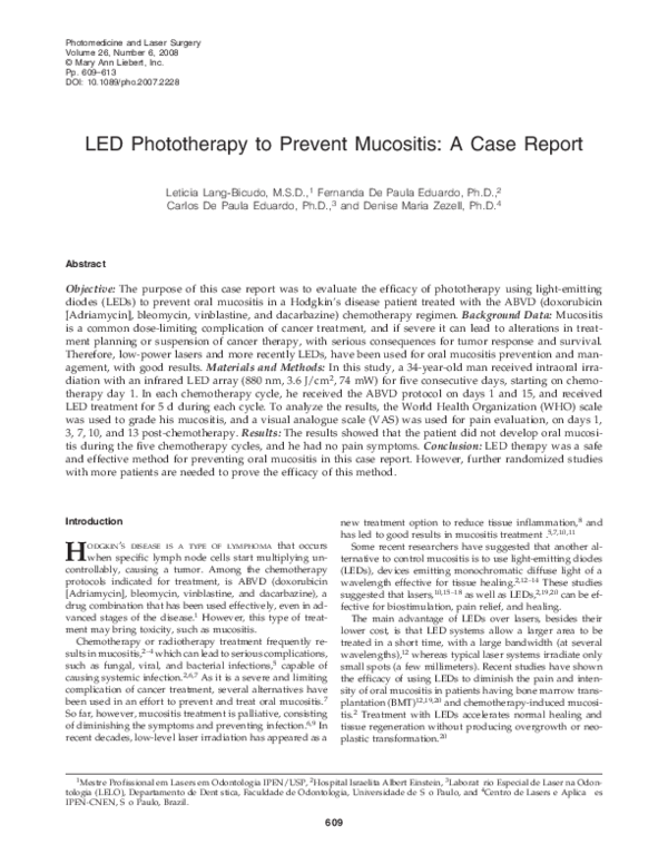 (PDF) LED phototherapy to prevent mucositis: a case report