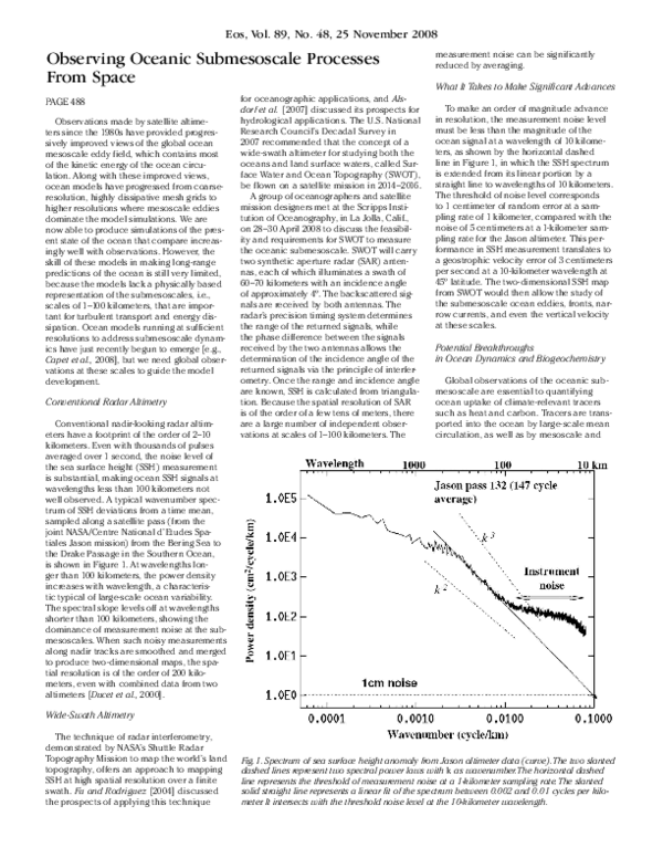 (PDF) Observing Oceanic Submesoscale Processes From Space