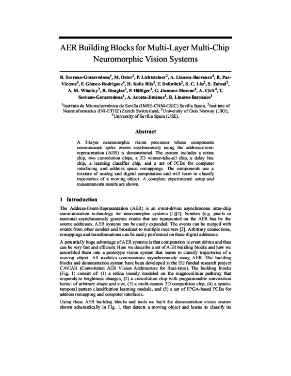 (PDF) AER building blocks for multi-layer multi-chip neuromorphic ...