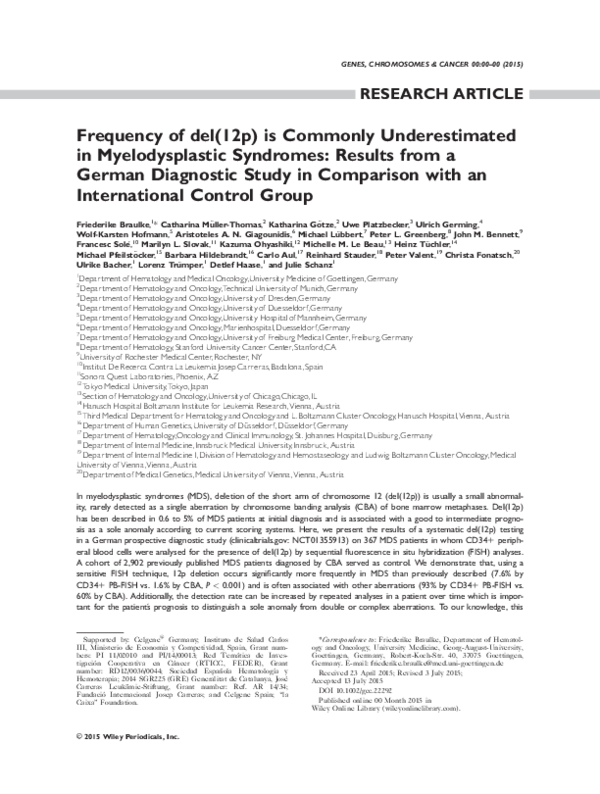(PDF) Frequency of del(12p) is commonly underestimated in ...