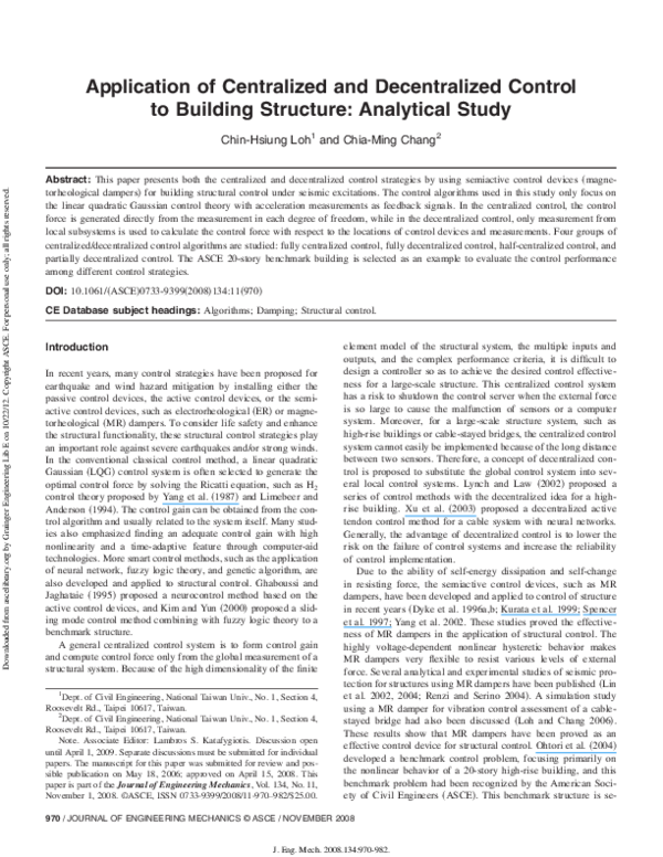 (PDF) Application of Centralized and Decentralized Control to Building ...