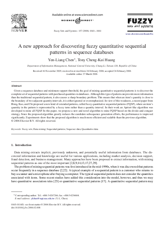 Pdf Mining Fuzzy Quantitative Sequential Patterns 