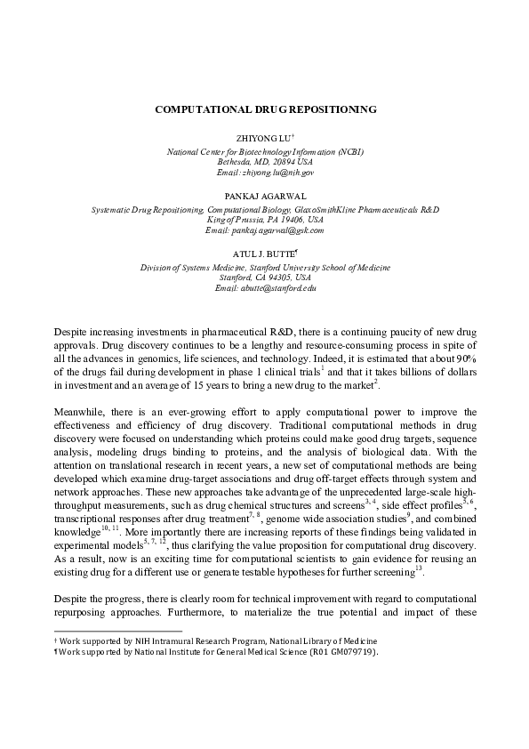 (PDF) Computational Drug Repositioning