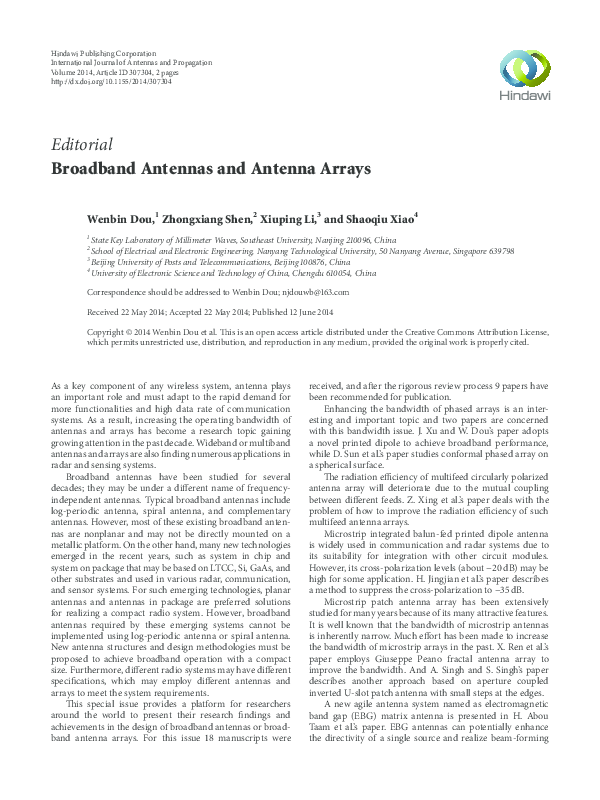 (PDF) Broadband Antennas and Antenna Arrays
