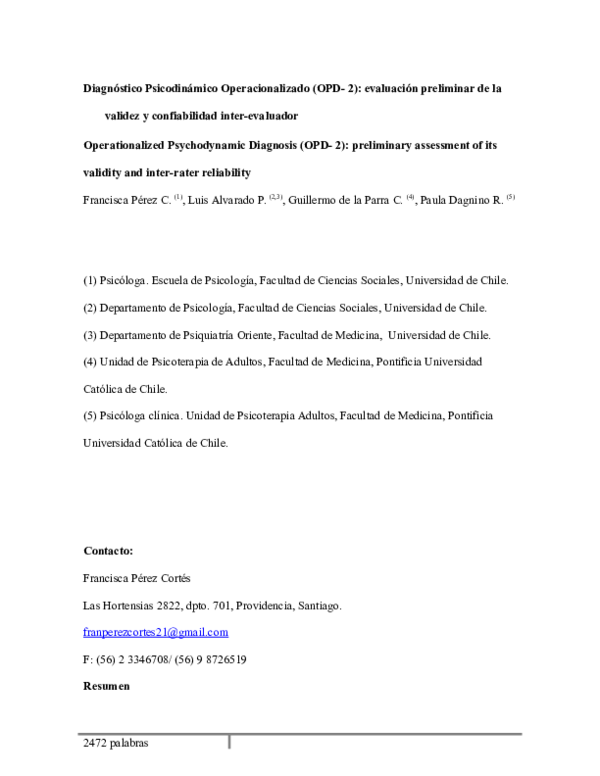 (DOC) Operationalized Psychodynamic Diagnosis (OPD-2): Preliminary ...