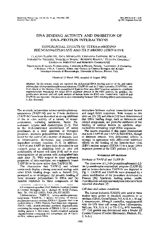 (PDF) DNA binding activity and inhibition of DNA-protein interactions