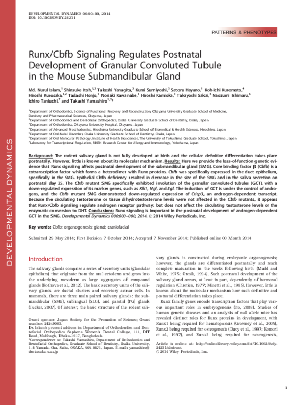 (PDF) Runx/Cbfb signaling regulates postnatal development of granular ...