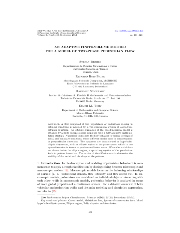 (PDF) An adaptive finite-volume method for a model of two-phase pedestrian flow | Stefan Berres ...