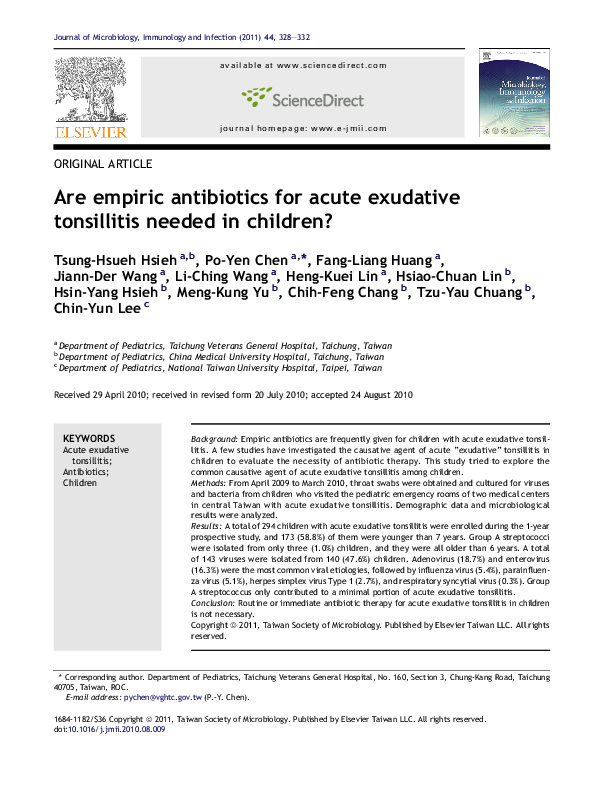 (PDF) Are empiric antibiotics for acute exudative tonsillitis needed in ...