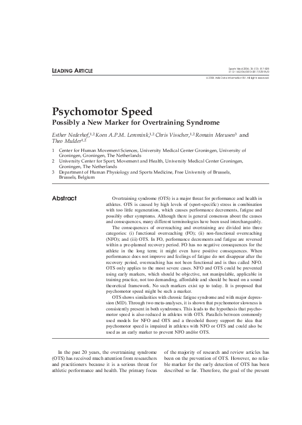 (PDF) Psychomotor Speed