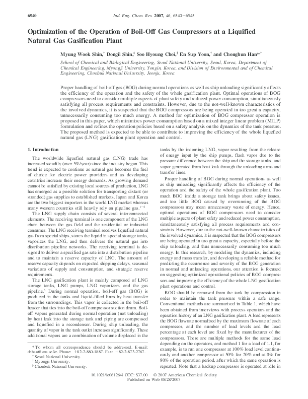 (PDF) Optimization of the Operation of Boil-Off Gas Compressors at a ...