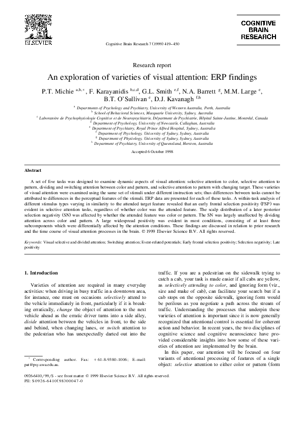 (PDF) An exploration of varieties of visual attention: ERP findings