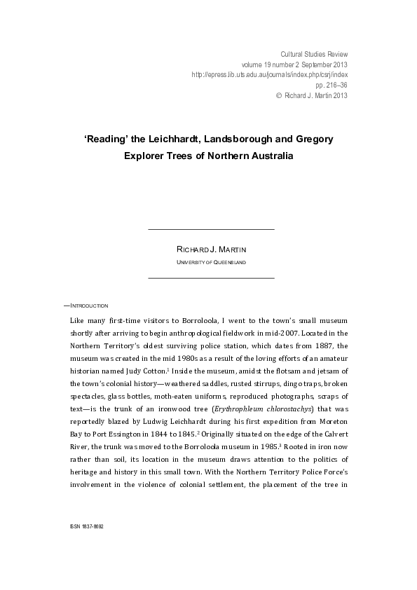 (PDF) 'Reading' the Leichhardt, Landsborough and Gregory Trees of ...