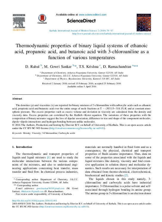 (PDF) Thermodynamic properties of binary liquid systems of ethanoic ...