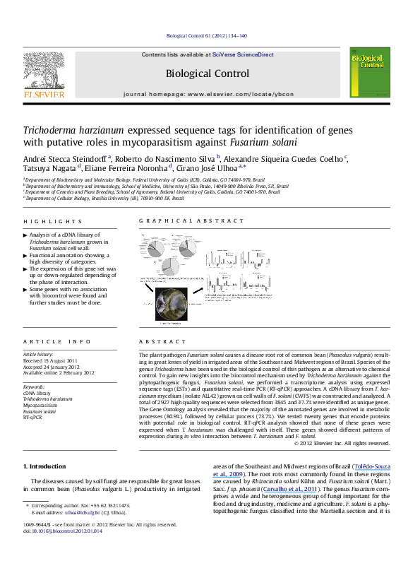 (PDF) Trichoderma harzianum expressed sequence tags for identification of genes with putative ...