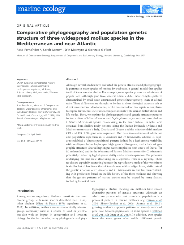 (PDF) Comparative phylogeography and population genetic structure of ...