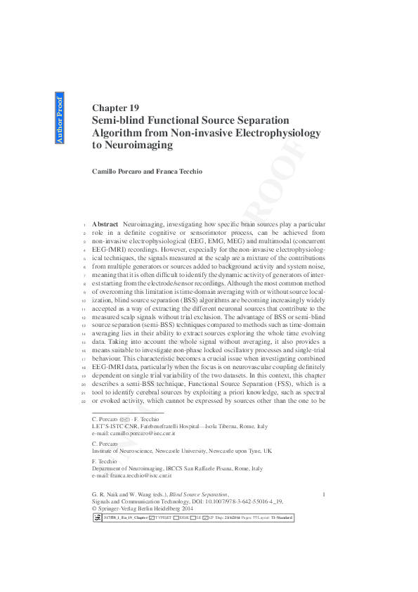 Pdf Semi Blind Functional Source Separation Algorithm From Non