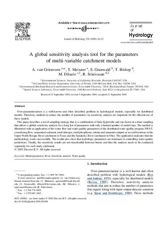 Pdf A Global Sensitivity Analysis Tool For The Parameters Of Multi