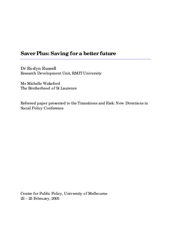 (PDF) Saver Plus: Saving for a better future