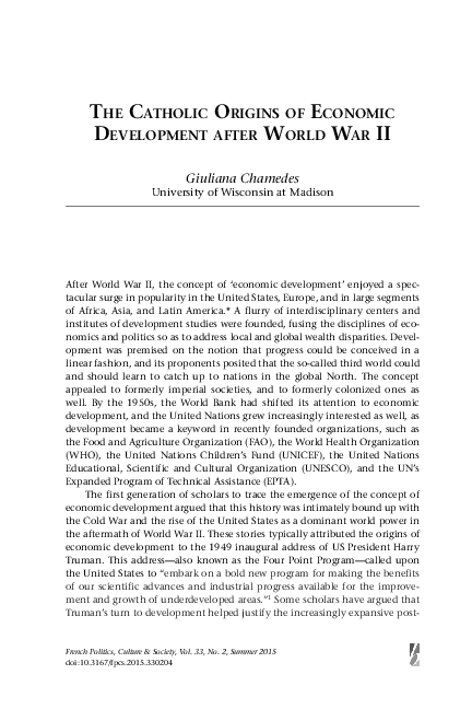 (PDF) The Catholic Origins of Economic Development after World War II