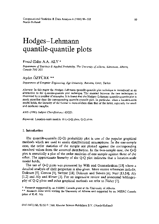 (PDF) Hodges—Lehmann quantile-quantile plots