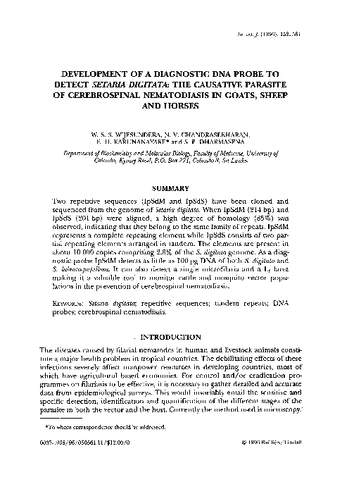 (PDF) Development of a diagnostic DNA probe to detect Setaria digitata ...
