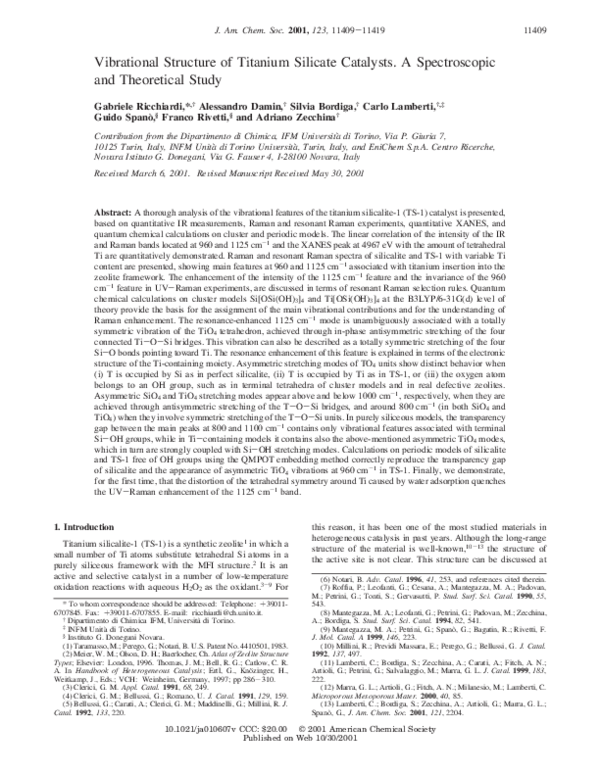 (PDF) Vibrational Structure of Titanium Silicate Catalysts. A ...