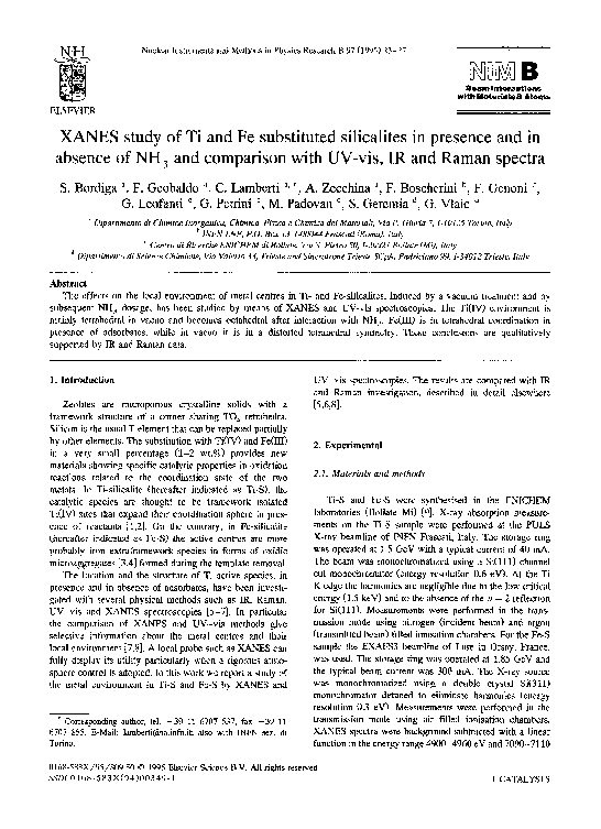 (PDF) XANES study of Ti and Fe substituted silicalites in presence and ...