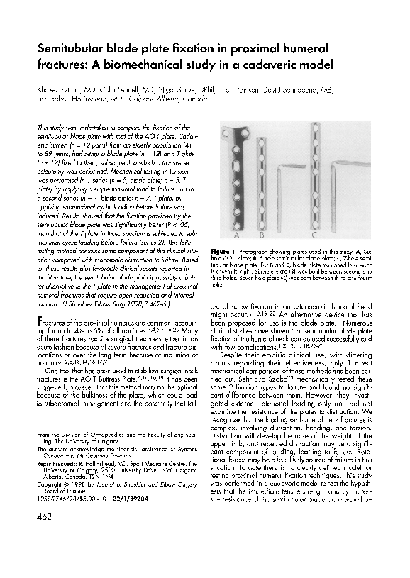 (PDF) Semitubular blade plate fixation in proximal humeral fractures: A ...