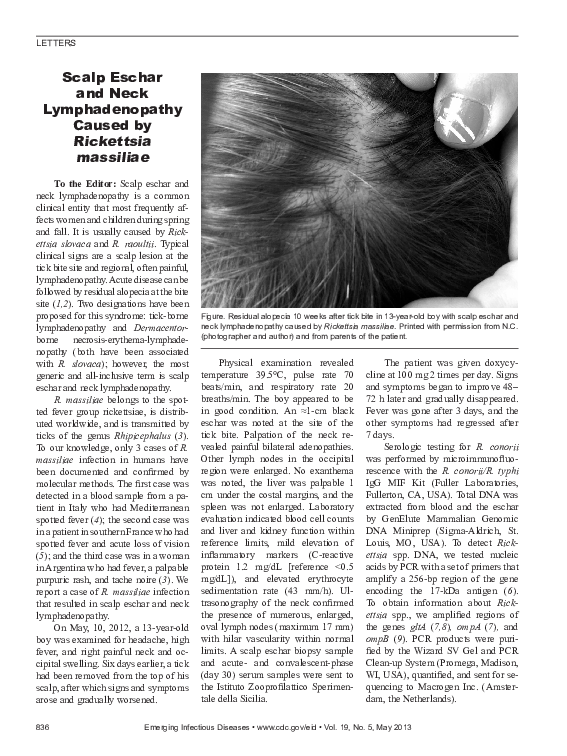 (PDF) Scalp Eschar and Neck Lymphadenopathy Caused by Bartonella ...