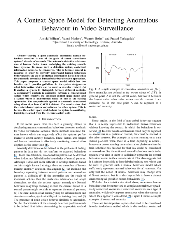 (PDF) A Context Space Model for Detecting Anomalous Behaviour in Video Surveillance