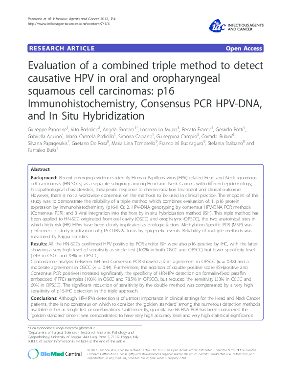 (PDF) Evaluation of a combined triple method to detect causative HPV in oral and oropharyngeal ...