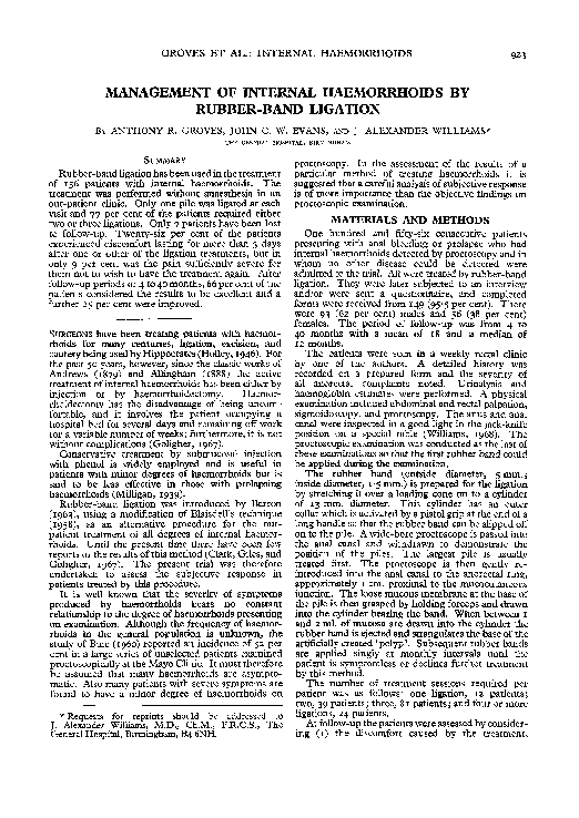 (PDF) Management of internal haemorrhoids by rubber-band ligation